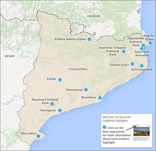 Catalonia highlights. Catalonia highlights and travel itineraries