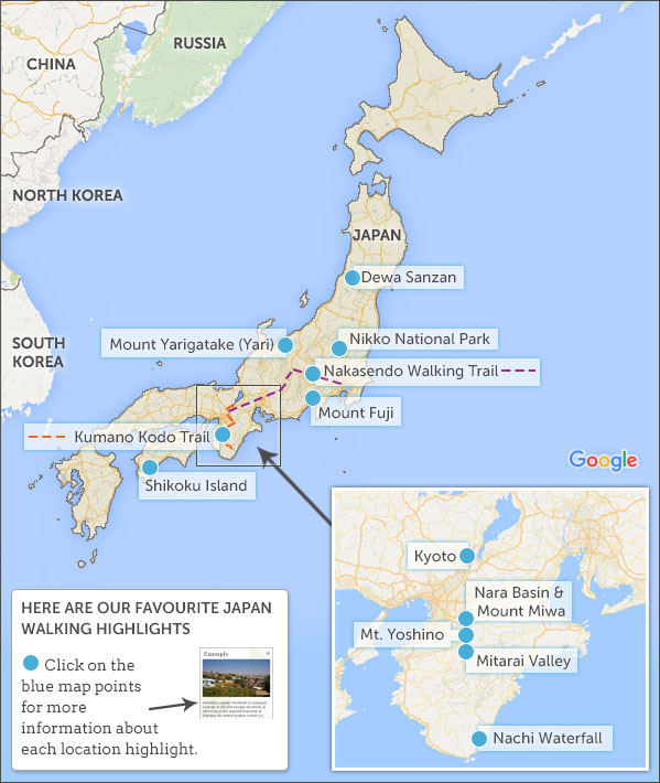 Japan walking routes