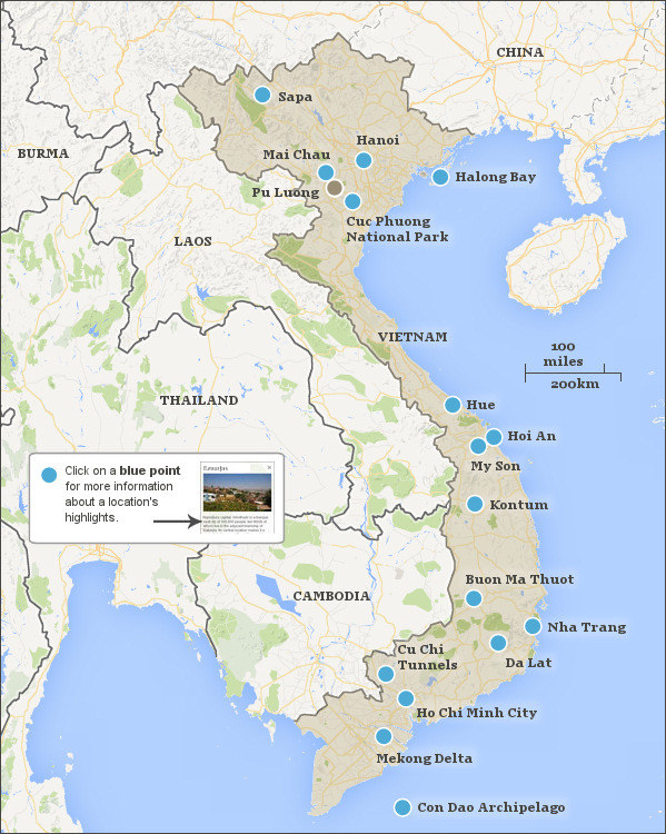 Vietnam itineraries. Vietnam travel itineraries and highlights